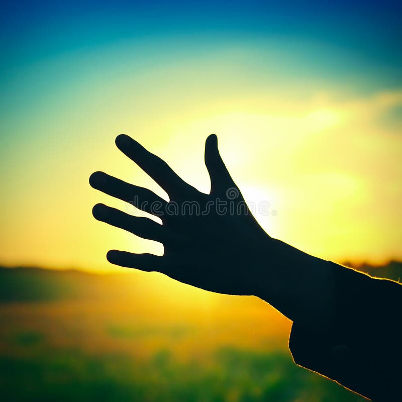 Hand on Sunset Background stock photo. Image of dreamy - 47730602