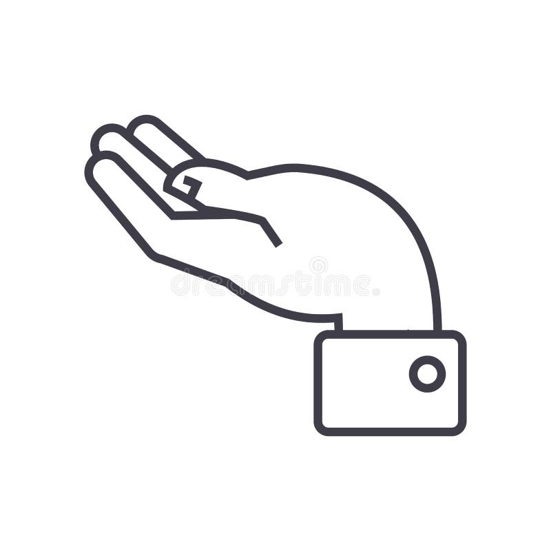 Hand Support Line Icon Concept. Hand Support Flat Vector Symbol, Sign ...