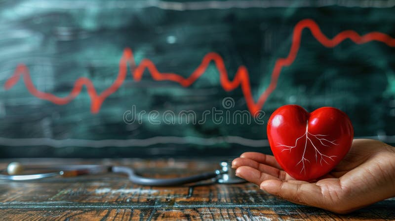 Hand Supporting a Beating Heart on a Worktable, Symbolizing Care and ...