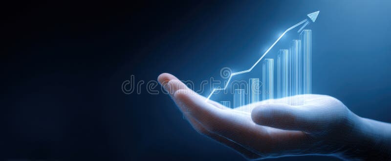The Hand Supporting a Digital Graph Showing Growth and Progress in ...