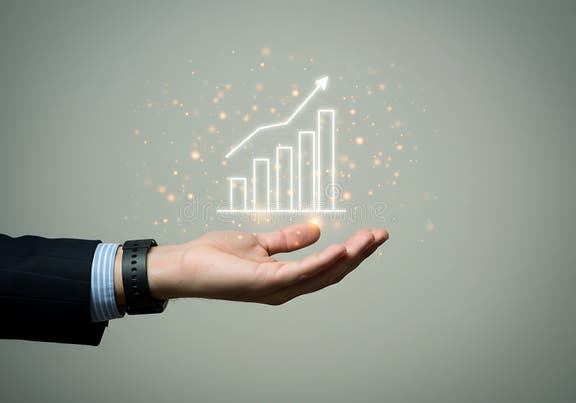 Hand Supporting Glowing Graph Reflecting Digital Financial Progress ...