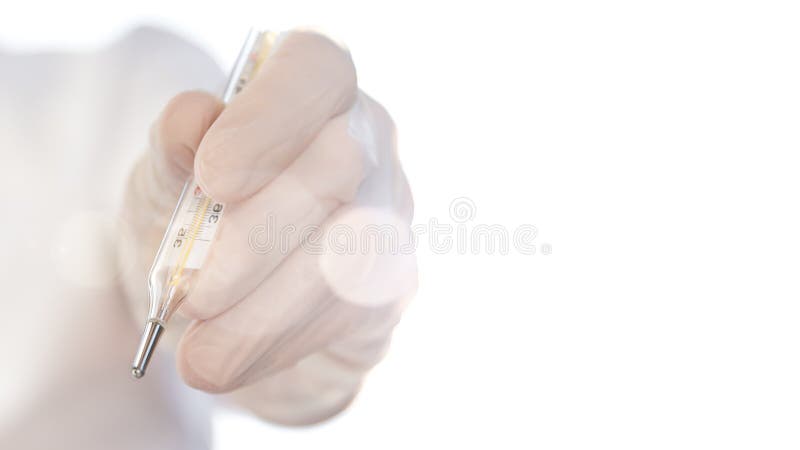Hand with Surgical Glove Giving Thermometer Stock Photo - Image of ...