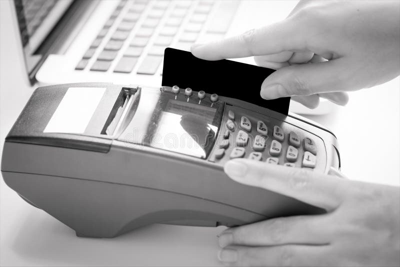Hand Swiping Credit Card stock image. Image of keyboard - 62091091