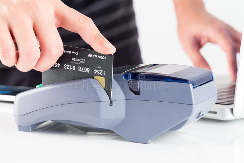 Hand Swiping Credit Card stock image. Image of keyboard - 62091091