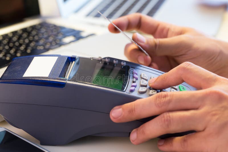 Hand Swiping Credit Card in Store Stock Image - Image of consumerism ...