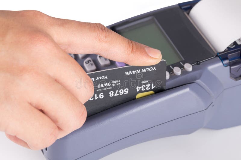 Hand Swiping Credit Card stock photo. Image of economic - 62837732