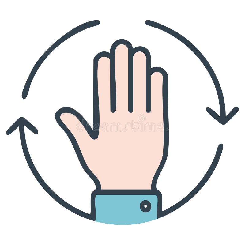Hand Swiping Gesture with Circular Motion Arrows Icon for Interaction ...