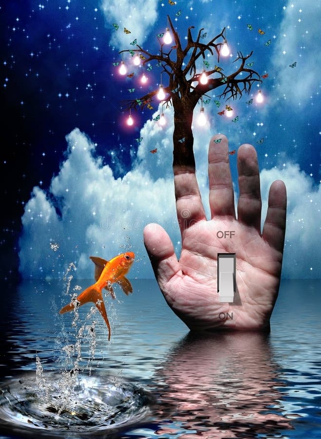 Switch on Hand and Electric Jolt Stock Illustration - Illustration of ...