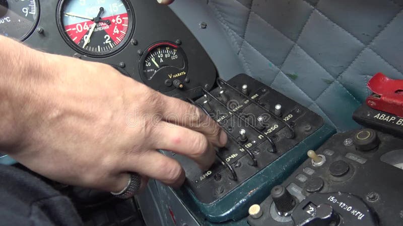 Airplane Control Panel with Switch and Lever in Cockpit To Takeoff ...