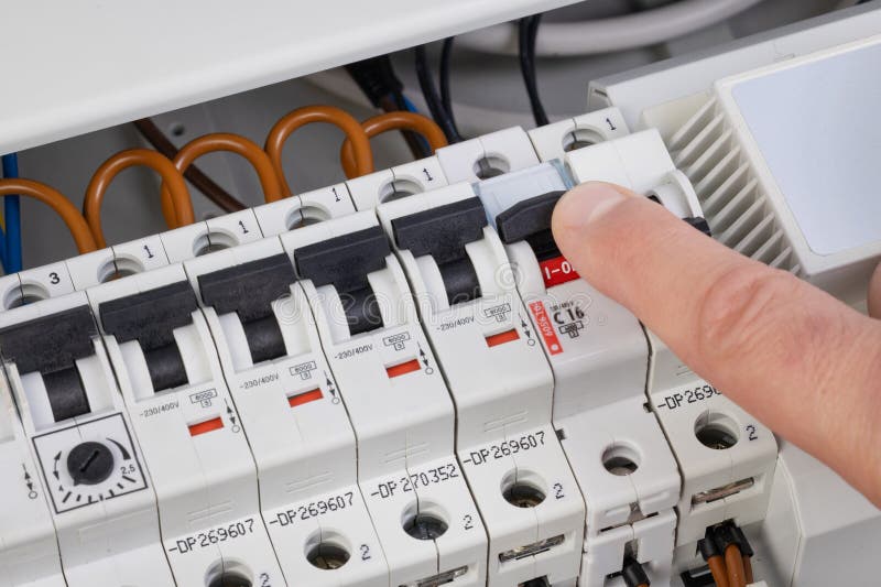 Hand Switching Off Circuit Breaker for Maintenance Stock Photo - Image ...