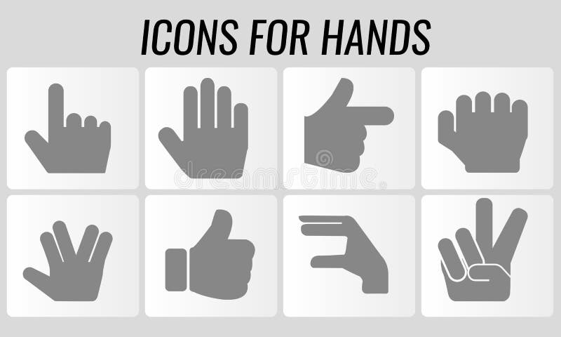 Hand Symbol Icons in Vector Stock Vector - Illustration of showing ...