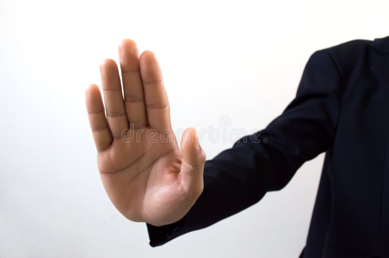 Hand Symbol that Means Stop on White Background Stock Photo - Image of ...