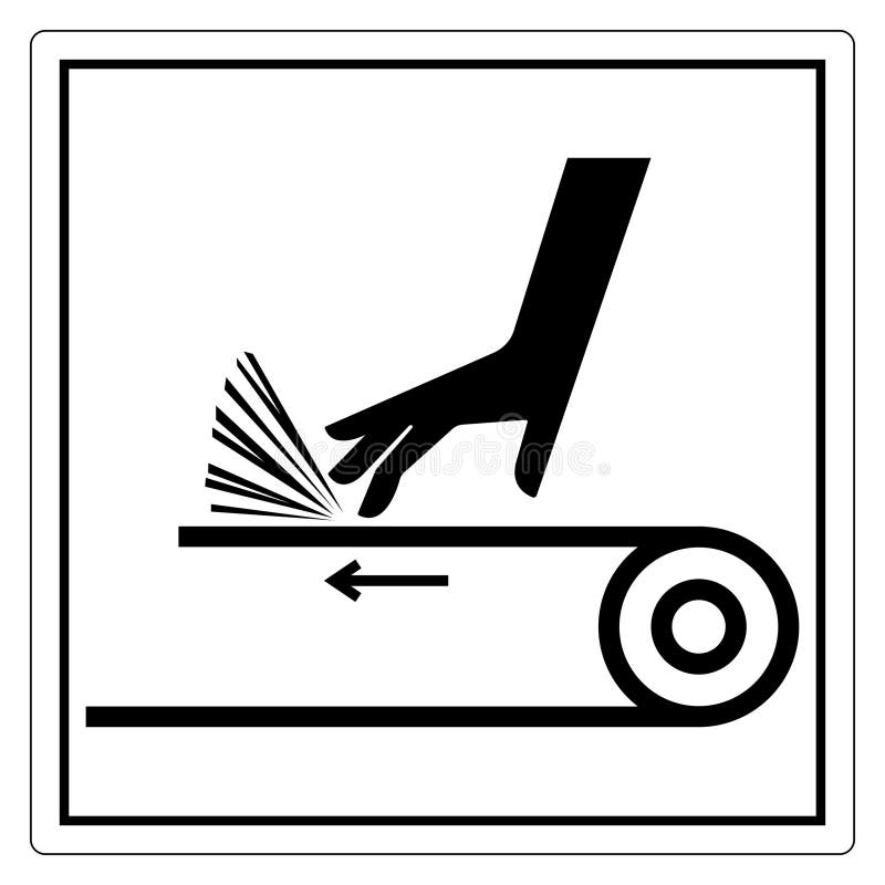 Hand Symbol Representing Caution while Using a Conveyor Belt in a ...