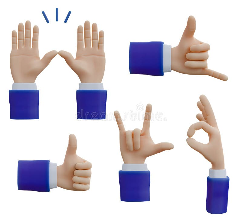 Hand Symbols Icon. Call Me, OK, Love You, Thums Up Stock Illustration ...