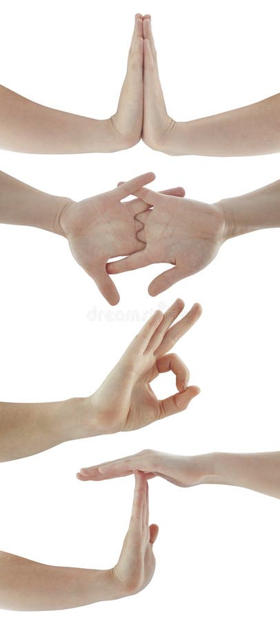 Hand Symbols Isolated on White Stock Photo - Image of hand, greeting ...
