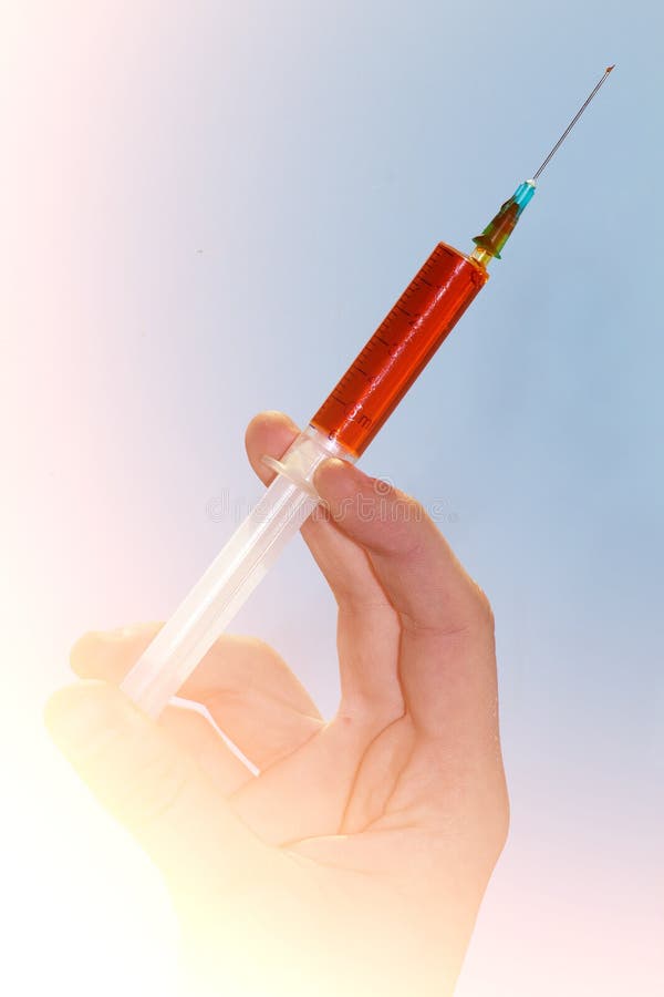 Hand Syringe Needle Pipe Medicine Stock Photo - Image of atmosphere ...