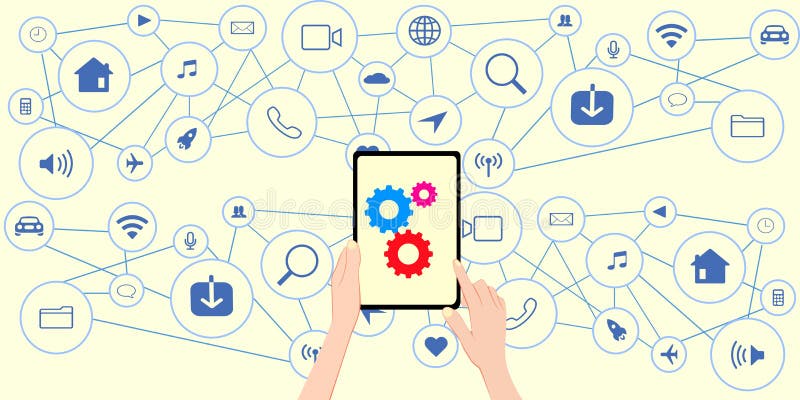 Hand and Tablet Communication Such As Email.telephone or Internet Stock ...