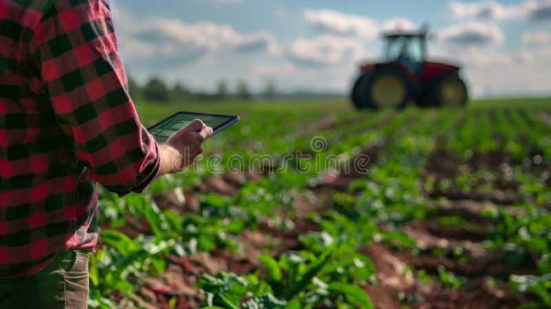 Hand with Tablet in Farm. AI Generated Stock Image - Image of soil ...