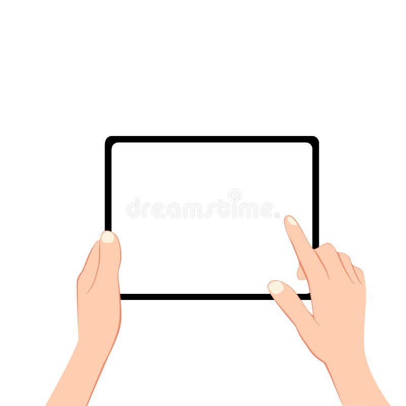 Hand and Tablet Horizontal Touch Screen Blank Using Tablet Stock Vector ...