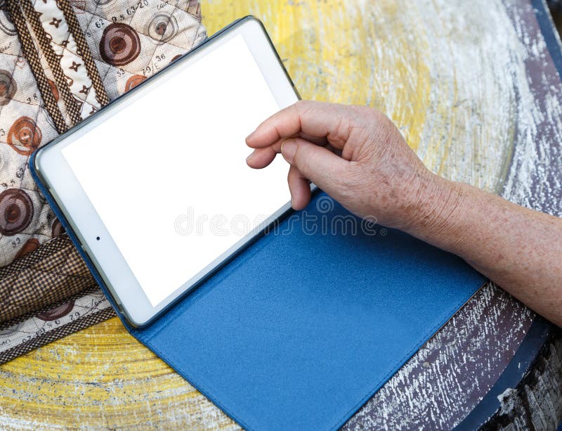 Hand with tablet stock image. Image of touch, technology - 67140447