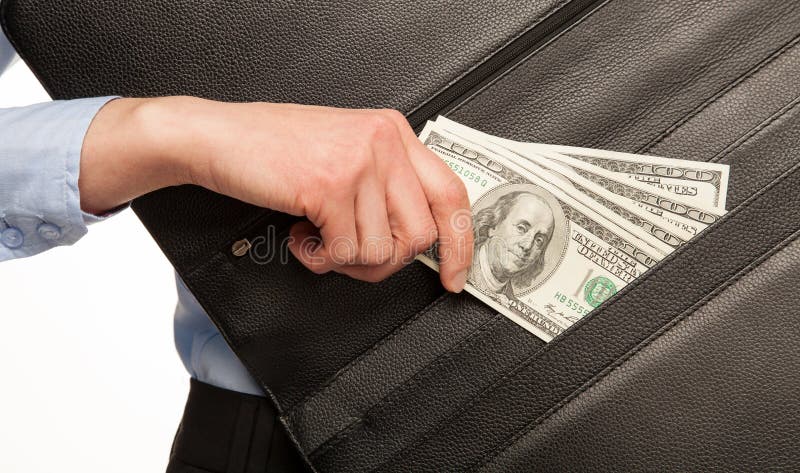 Hand Taking Money Out of Briefcase Stock Photo - Image of profit, place ...