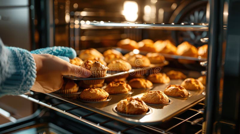 Hand Taking Muffins Oven Ai Generated Stock Photos - Free & Royalty ...