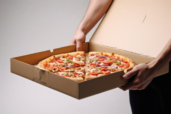 Hand Taking a Pizza Slice from a Delivery Box Stock Photo - Image of ...