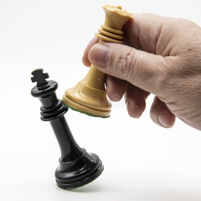 Hand Taking White Queen Chess Piece, Checkmate Black King Stock Image ...