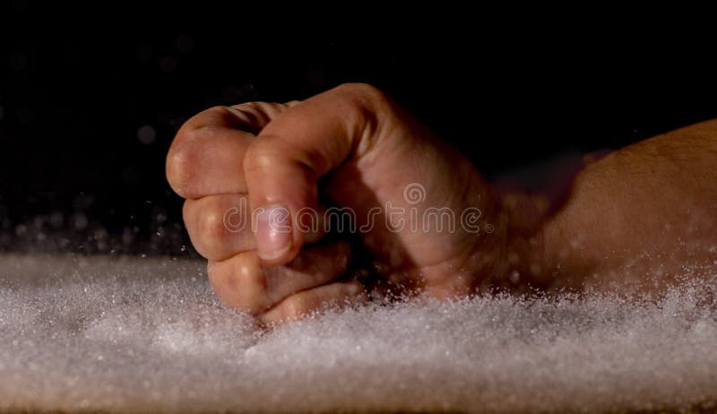 Hand Tapping on the Table with Sugar Stock Photo - Image of grained ...