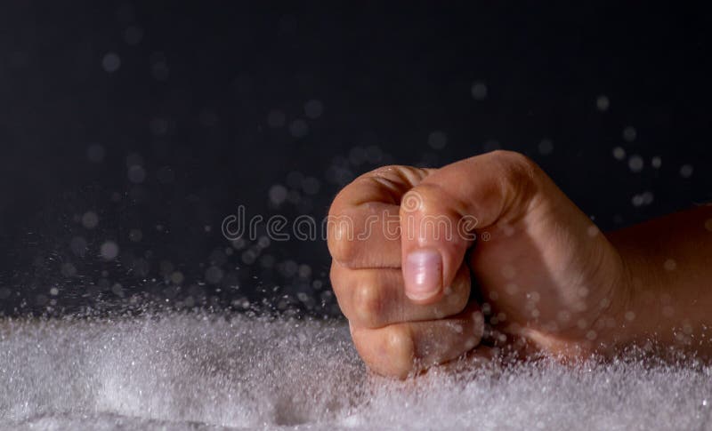 Hand Tapping on the Table with Sugar Stock Photo - Image of grained ...