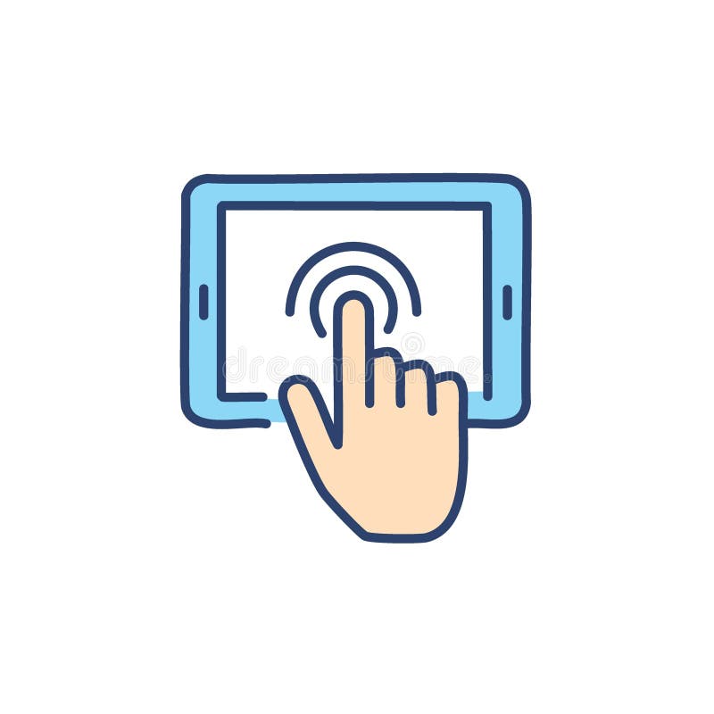 Hand Taps Smartphone Screen. Simple Illustration of a Hand Tapping a ...