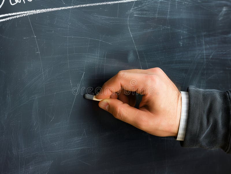 Hand of Teacher Writting with Chalk on Blackboard. by Generative Ai ...