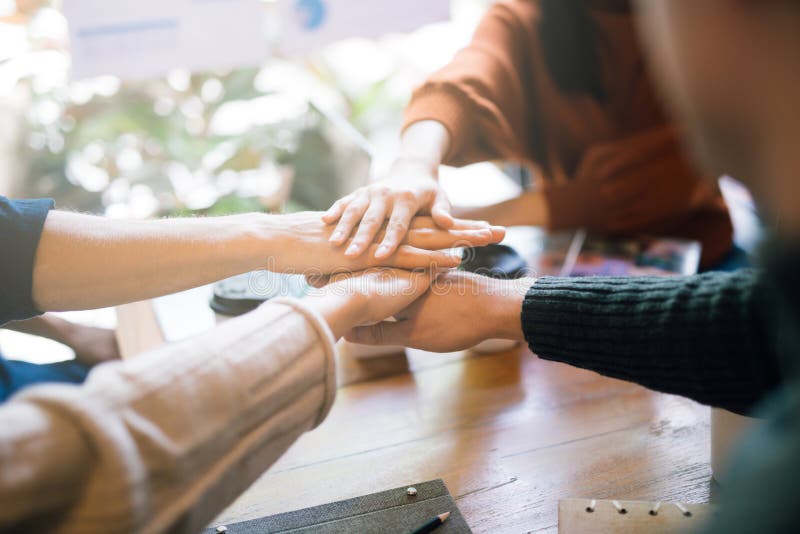 Hand of Team Stack Hands Support Teamwork. Stock Image - Image of ...