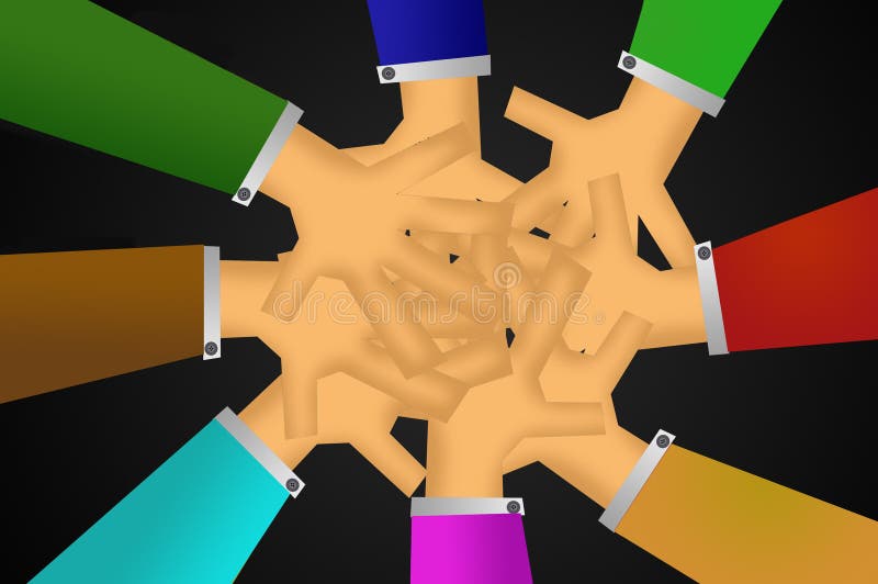 Hand Teamwork Cartoon Illustration Stock Illustration - Illustration of ...