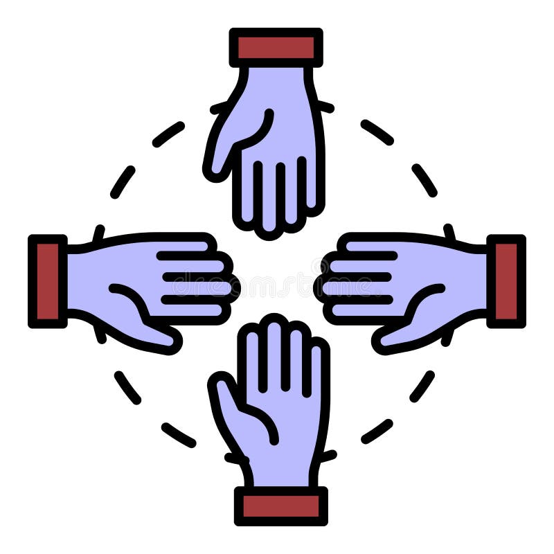 Hand Teamwork Icon Color Outline Vector Stock Vector - Illustration of ...