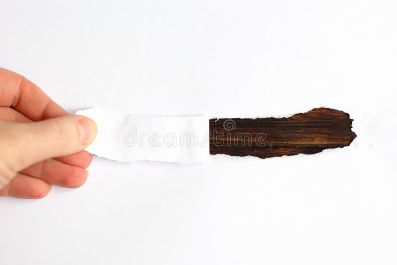 Hand Tear a Strip of White Paper Stock Image - Image of discovery ...