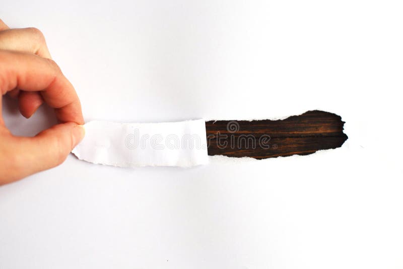 Hand Tear a Strip of White Paper Stock Photo - Image of holding ...