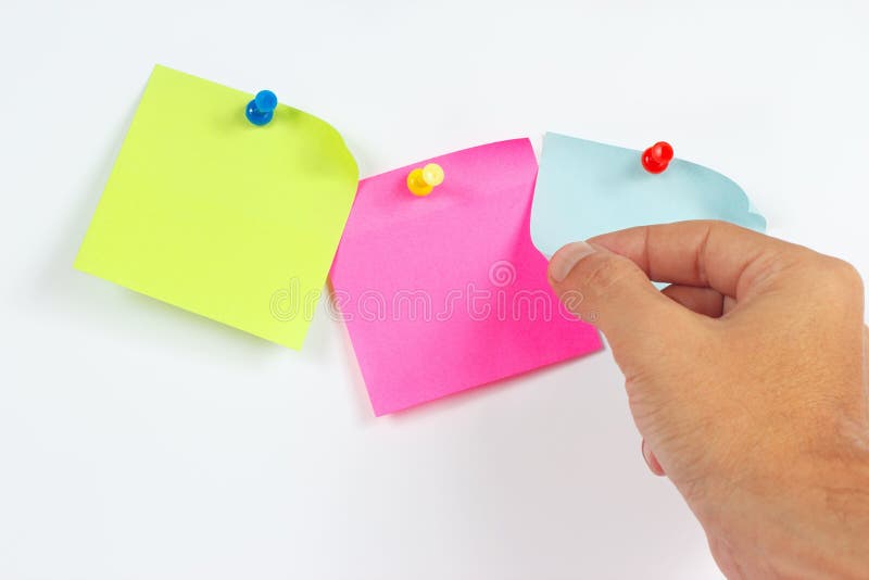 Hand Tears Off Sticker from White Message Board Stock Image - Image of ...