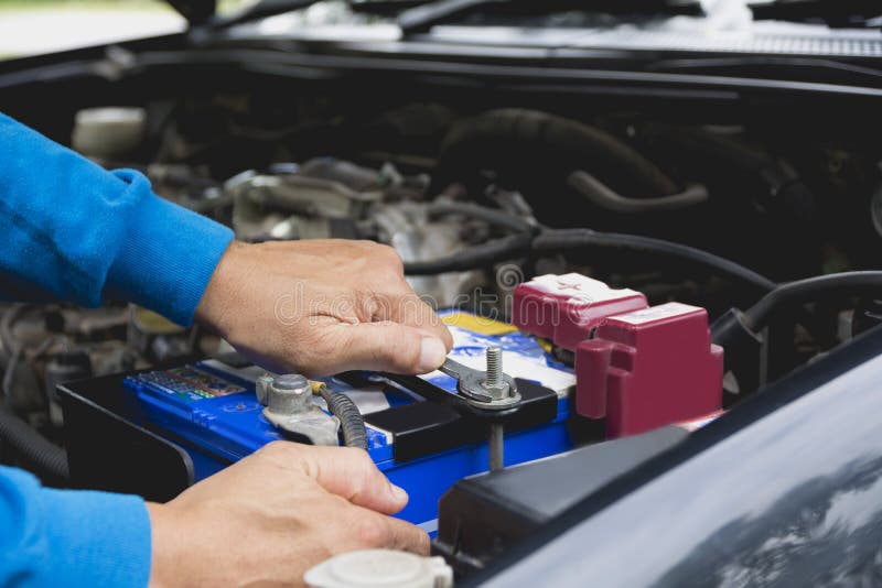 Hand of Technician Checking Engine of Car. Stock Image - Image of ...