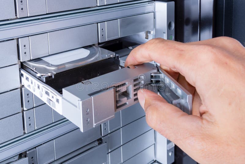 Hand of it Technician Installing Hard Drive with SAS Interface I Stock ...