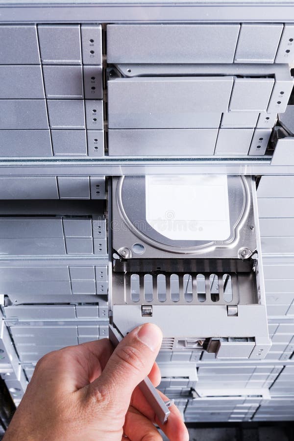 Hand of it Technician Installing Hard Drive with SAS Interface I Stock ...
