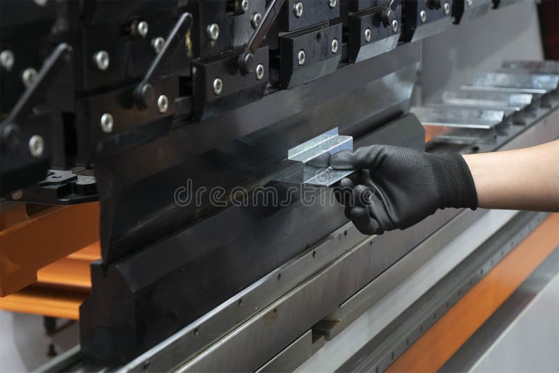 The Hand of Technician Operator Working with Hydraulic Press Brake ...