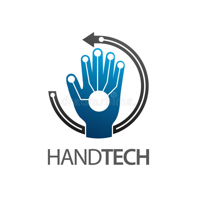 Hand Technology Logo Concept Design. Circle Arrow Symbol Graphic ...