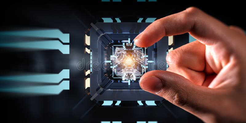 Hand and Technology Managing Concept. Mixed Media Stock Photo - Image ...