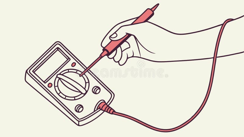 Hand Testing Circuit with Multimeter, Electrical Diagnostics, Vector ...