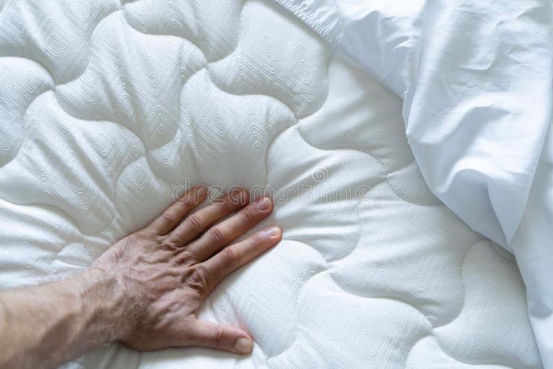 Hand Testing Orthopedic Memory Foam Core Stock Image - Image of luxury ...