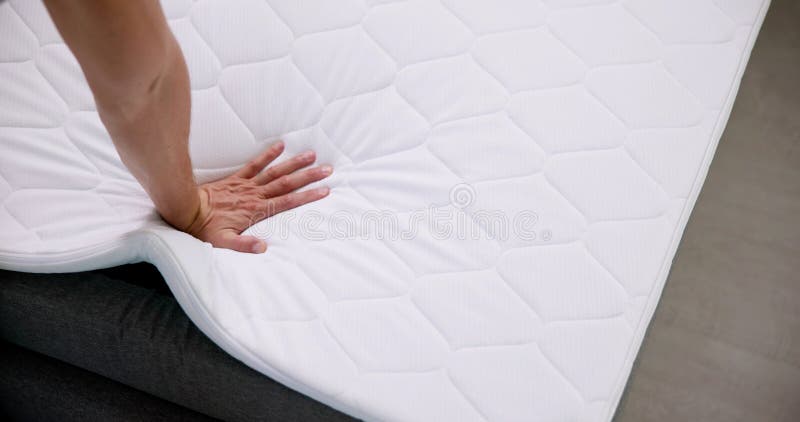 Hand Testing Orthopedic Memory Foam Core Stock Image - Image of banner ...
