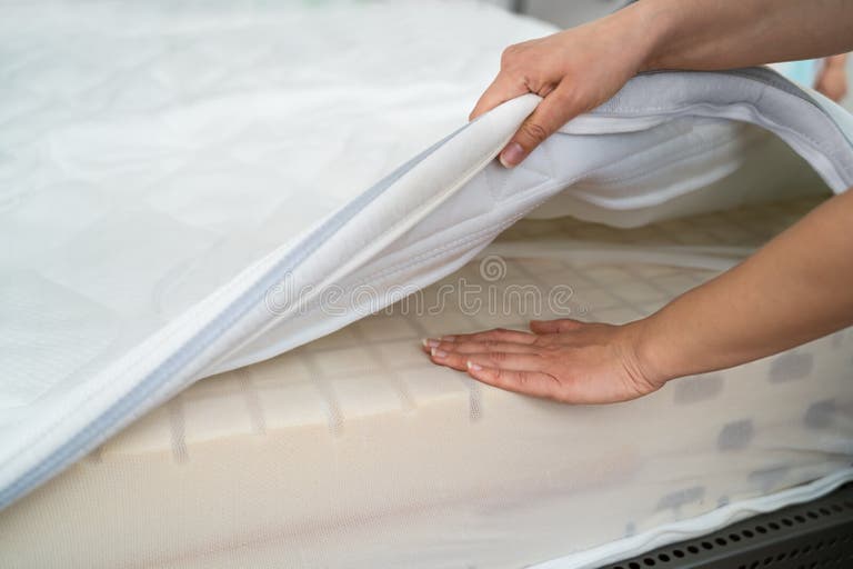 Hand Testing Mattress stock image. Image of showing - 210710603