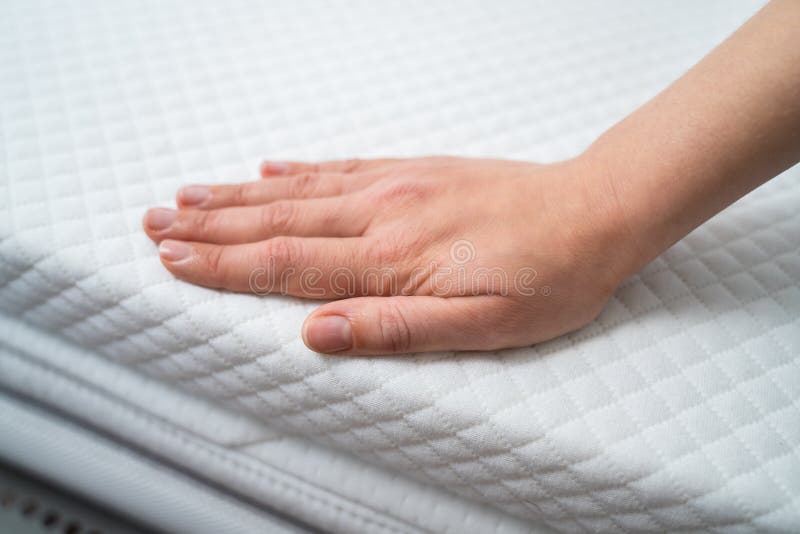 Hand Testing Mattress stock image. Image of purchase - 210710923