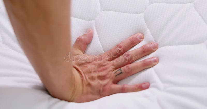 Hand Testing Orthopedic Memory Foam Core Stock Image - Image of ...